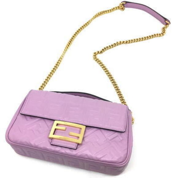 Fendi | Bags | Fendi Baguette Chain Shoulder Bag Leather Purple | Poshmark